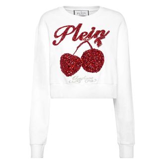 Philipp Plein Femme, Sweatshirts et sweats &agrave; capuche, Blanc, Taille: 42 FR Cherries SweaT-shirt