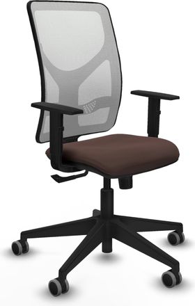 Piqueras y Crespo Schreibtischstuhl mit 1D-Armlehnen, h&ouml;henverstellbare Lendenwirbelst&uuml;tze, mit 3 Positionen und Schneideschaum, Wei&szlig;/Dunkelbraun