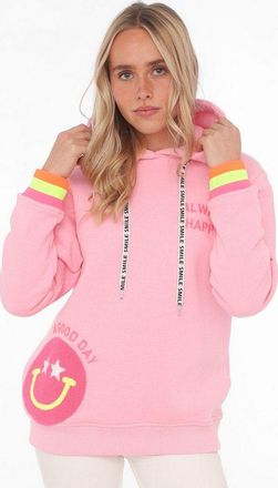 Zwillingsherz Hoodie Always Happy Smiley aus Frottee, Neon-Details, Kapuze, Langarm