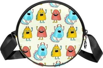 Generic Sac &agrave; bandouli&egrave;re Circle pour femme, petit sac &agrave; bandouli&egrave;re Monster avec fermeture &eacute;clair, bretelles r&eacute;glables, sac &agrave; main rond d&eacute;contract&eacute; pour femm