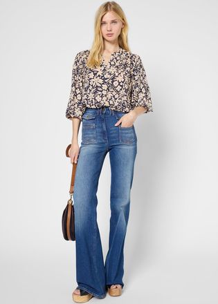 Gerard Darel Chemise fluide &agrave; fleurs - USEA - Marine