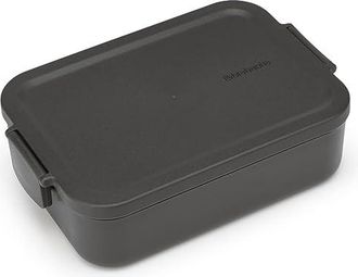 Brabantia Make & Take Brotdose - Medium - Platz für Sandwiches - Deckel mit Klickverschluss - Gefriergeeignet - Spülmaschinen- & Mikrowellenfest - Dark Grey - 2