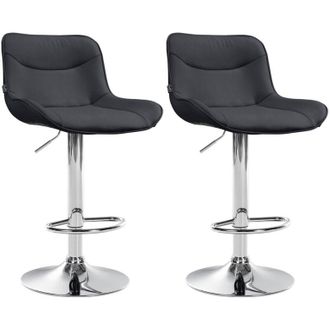 Clp Lot de 2 tabourets de bar Vonore en similicuir Noir Chrome