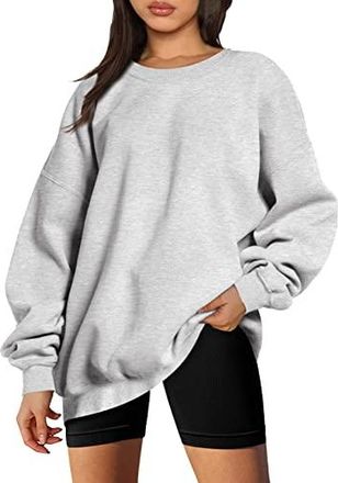 Generic 2026 Nouveaux Femmes Automne et Hiver Haut Ample Couleur unie Manches &Eacute;paule Sans Capuche Pull Sweatshirt Pull, gris, XXL