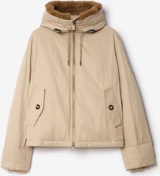 Burberry Veste &agrave; capuche en gabardine avec shearling, Size: XXL