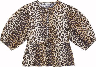Ganni Animalier Print Organic Cotton Blouse - Multicolor