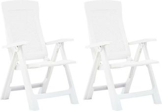 Les Tendances Chaises inclinables de jardin 2 pcs Plastique Blanc 2