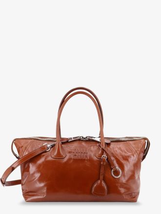 Miu Miu Shiny leather handbag with front lettering logo - MIU MIU - gender_Woman