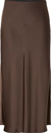 Y.A.S Eleganter Satin Midi Rock - Schokolade - - Skirts - Damen - Braun - M