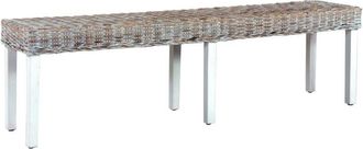 vidaXL Vidaxl - Sitzbank 160 cm Wei&szlig; Natur Kubu-Rattan und Massivholz Mango