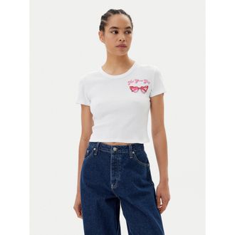 HUGO BOSS T-Shirt Delanor_2 50539132 Wei&szlig; Cropped Fit