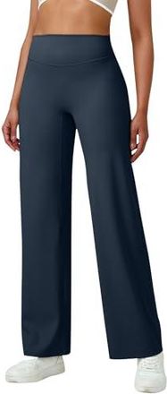 Generic Legging pour femme, coupe droite, taille haute, pour le sport et les loisirs, leggings d&eacute;contract&eacute;s avec jambes larges, pantalon de yoga avec poches l