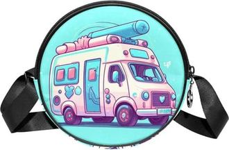 Generic Ambulance Petit sac &agrave; bandouli&egrave;re circulaire pour femme avec fermeture &eacute;clair et bretelles r&eacute;glables Style d&eacute;contract&eacute;