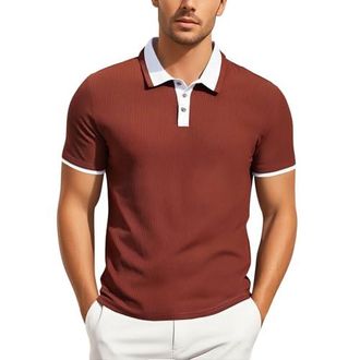 Generic Polo homme &eacute;t&eacute; style d&eacute;contract&eacute; Convient pour les trajets daffaires T-shirt &agrave; manches courtes, Brique rouge., 3XL