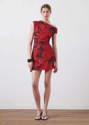 Mango Robe courte imprim&eacute;e rouge - Femme - XS - MANGO