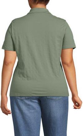 Lands End Piqu&eacute;-Poloshirt, Damen, Gr&ouml;&szlig;e:56-58 plus, Gr&uuml;n, Baumwolle, by Lands End