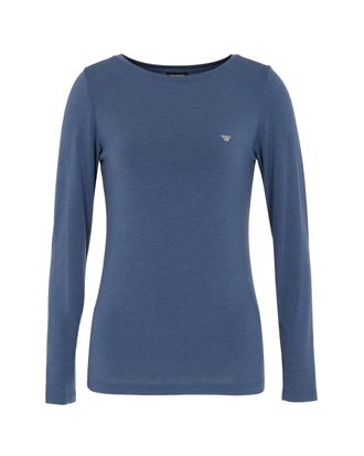 Emporio Armani Damen Tech Wool Long Sleeve Sweater Pullover, blau, M