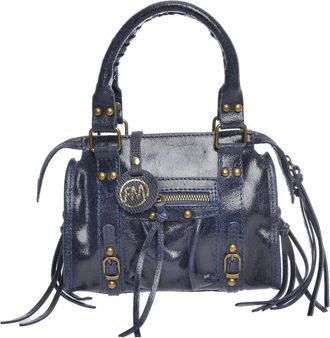 Roberta M Blau Rindsledertasche