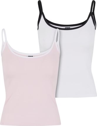 Urban Classics Damen T-Shirt 95% Baumwolle, 5% Elastan blushedrose/wei&szlig;+wei&szlig;/schwarz S