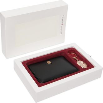 Tommy Hilfiger Geldb&ouml;rse und Schl&uuml;sselanh&auml;nger Set Tommy Hilfiger Th Gifting Med Za + Charm AW0AW18955 Schwarz