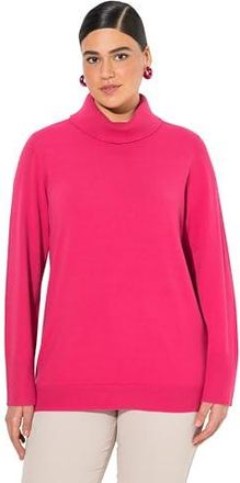 Ulla Popken Rollkragenpullover, Breite Rippbündchen, Langarm Pull-Over, Rouge et Rose, 56/58 FR Femme