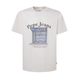 Pepe Jeans London Casual Rundhals Baumwoll T-Shirt - - Tops - Herren - Wei&szlig; - 2XL