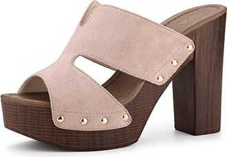 Allegra K Sandales à Talons compensés à Plateforme en Faux suède pour Femmes Rose 37