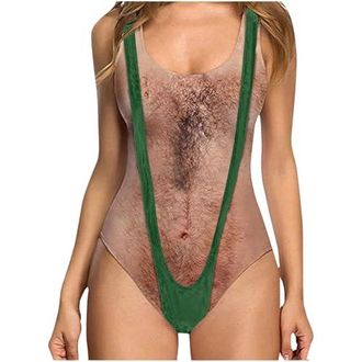 Generic Maillot de bain 3D pour femme - Monokini imprim&eacute; dr&ocirc;le - Vacances modeste - Contr&ocirc;le du ventre - Grande taille - Maillot de bain dos nu d&eacute;t&eacute; pour femm