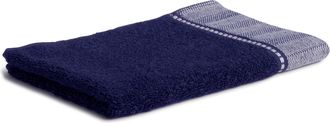 Möve Brooklyn Uni mit Fischgratbordüre Gästetuch 30 x 50 cm aus 85% Baumwolle / 10% Viskose / 5% Leinen, deep sea