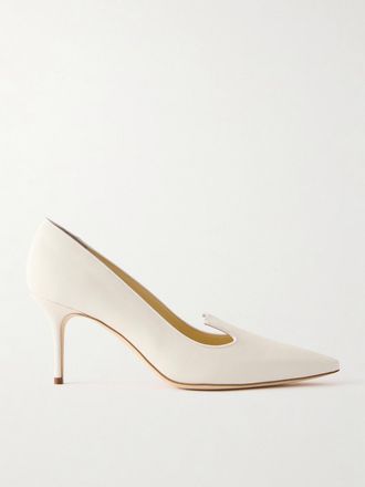 Manolo Blahnik Ralypla 70 Pumps Aus Cr&ecirc;pe De Chine - Elfenbein