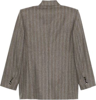 Alberto Biani Pinstripe Double-Breasted Blazer - Brown