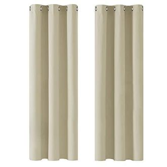 Deconovo Rideaux Occultants Isolant Thermique Anti Froid, Design Moderne &agrave; Oeillets, Rideaux pour Salon et Chambre, 107x229 CM (Largeur x Hauteur), Beige Fonc&eacute;
