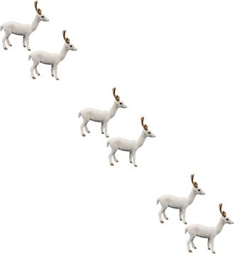 Cabilock 6stücke Dekorative Weiße Hirschornamente Mit Lebendigen Ausdrücken Und Verarbeitung Für Bücherregal Tisch Oder Auto- Gerader Kopf