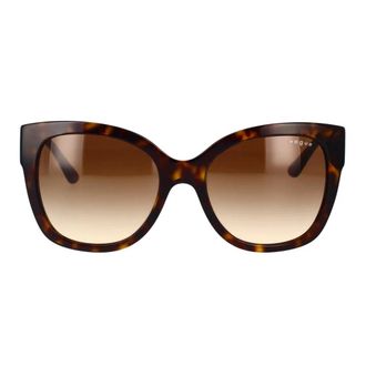 Vogue Eyewear Mutige Dunkle Havana Sonnenbrille mit Braunen Gl&auml;sern - - Accessories - Damen - Braun - 54 MM