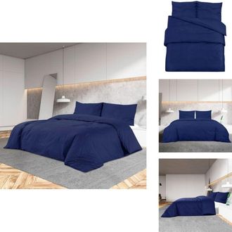 vidaXL Bettw&auml;sche-Set Marineblau 220x240 cm Baumwolle - Bettenw&auml;sche - Baumwollbettw&auml;sche - Bettw&auml;sche Set - Marineblaue Bettw&auml;sche - Doppelbett Bettw&auml;sche