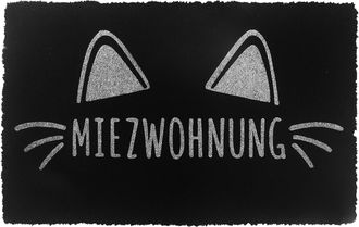 Relaxdays Fu&szlig;matte Kokos 60x40cm, T&uuml;rvorleger Miezwohnung, rutschfest, wetterfest, Fu&szlig;abstreifer innen & au&szlig;en, schwarz