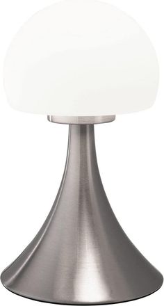 Casa Nova casa NOVA LED-Nachttischlampe PILZ - H 26 cm - Touchsensor - Dimmbar - Metall Glas - Silbergrau - Weiß - Tischleuchte Tischlampe