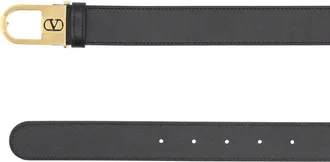 Valentino Garavani Leather VLogo Belt - Black