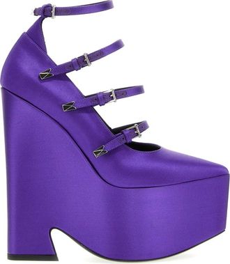 Versace Femme, Chaussures, Violet, Taille: 36 1/2 EU Raso Pump pour des tenues élégantes
