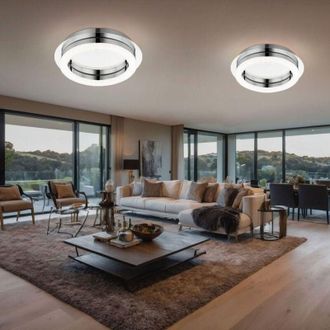 Globo Lighting Deckenlampe Deckenleuchte Wohnzimmerlampe Flurleuchte Schlafzimmerlampe, Chrom Kristalle, led 12W 1000Lm neutralweiß, 2er Set