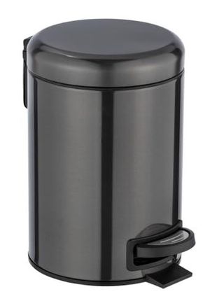 WENKO Kosmetik Treteimer Mod. Leman, 3 Liter, Bad-M&uuml;lleimer mit Anti-Fingerprint-Beschichtung, Beutelhalter, rostfreier Edelstahl, 17x25x22,5 cm, Schwarz-Me