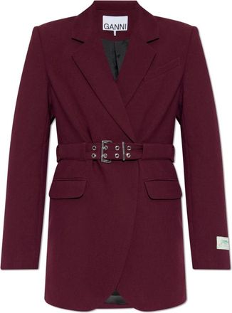 Ganni Femme, Vestes, Rouge, Taille: 34 FR Blazer avec ceinture