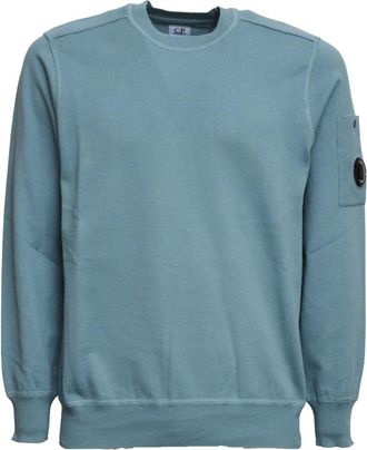C.P. Company C.p. Company, Homme, Sweatshirts et sweats &agrave; capuche, Bleu, Taille: L Girocollo a costine