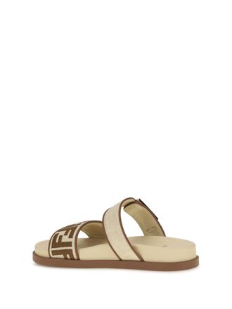 Fendi Womens Sandals Feel Slide Raffia Yellow