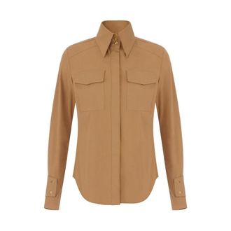 Elisabetta Franchi Baumwollhemd mit Taschen - - Blouses & Shirts - Damen - Braun - XS
