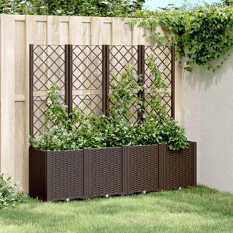 vidaXL Jardini&egrave;re avec treillis marron 160x40x140 cm PP vidaXL