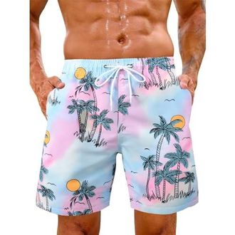Generic Short de plage pour homme - Paysage d&eacute;t&eacute; insolite - Impression num&eacute;rique avec taille &eacute;lastique - Style d&eacute;contract&eacute; - Tendance - Pour les vacances - Co