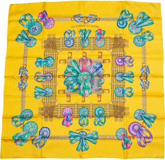 Herm&egrave;s T&uuml;cher & Schals - Hermes Classic LES RUBANS DU CHEVAL Silk Carre 9 - Gr. unisize - in Gelb - f&uuml;r Damen