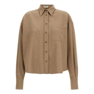 Brunello Cucinelli Chemise Scintillante - Femme - Blouses et Chemises - Beige - Taille: 38 FR