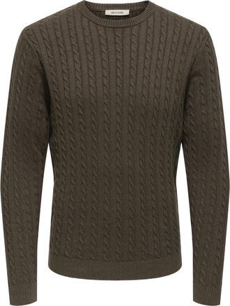 Only & Sons Herren Onsloui Reg 12 Cabel Crew Knit Noos, Coffee Bean, XL EU